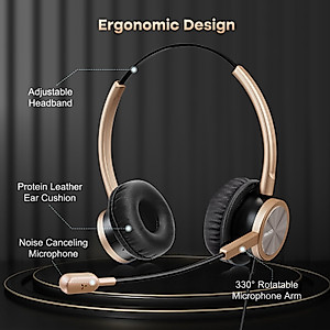 MAIRDI Phone Headset with RJ9 & 3.5mm Jacks for Call Center Deskphone Cell Phone PC Laptop, Office Landline Telephone Headset with Microphone Noise Canceling for Polycom Avaya Nortel