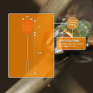 BUGKWIKZAP [2 Pack - Orange] Heavy Duty Metal Braided Fly Swatters, Lightweight 20" Bug Swatters with Durable Plastic Paddle