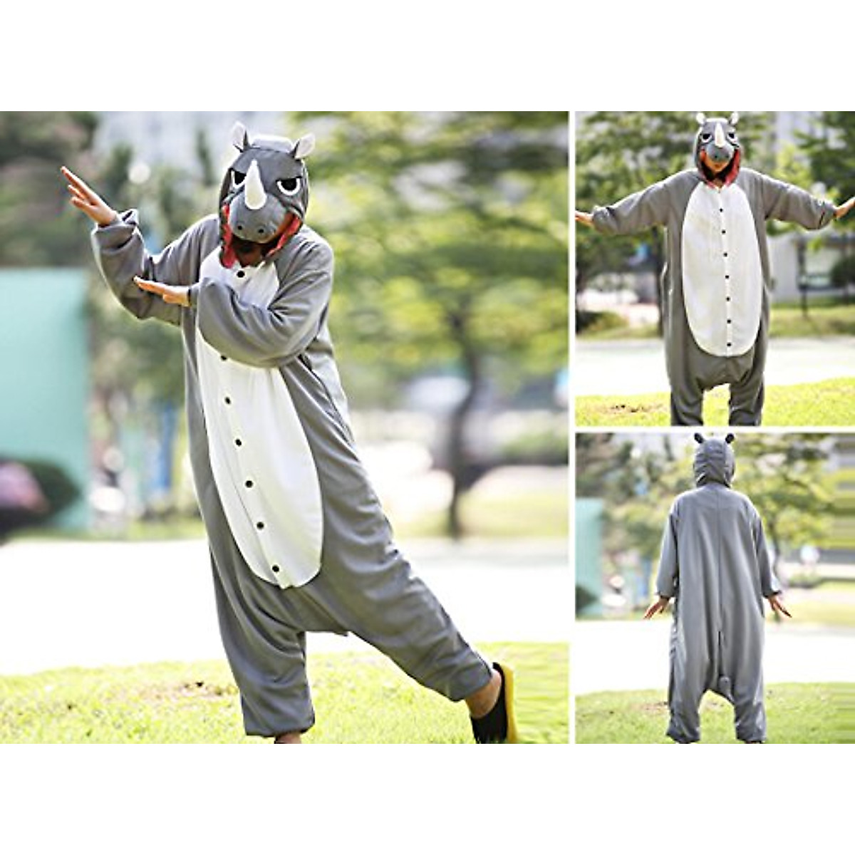 WOTOGOLD Animal Cosplay Costume Rhinoceros Unisex Adult Pajamas Gray