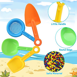 LNCOJOLM Collapsible Bucket Beach Bucket with Rake Spade Sifter Sandbox Toys, Foldable Sand Pail Shovel Castle Mold Garden Tool Kits for Digging Camping Fishing