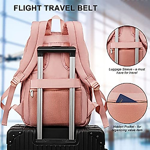 RJEU Girls Backpack for School,15.6in Laptop Backpack School Bag for College Middle High School Student Teenager,Cute Bookbag for Women,Pink Gray