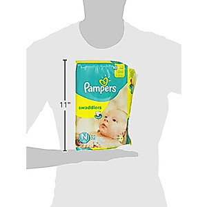 Pampers Swaddlers Disposable Diapers Newborn Size 0 (> 10 lb), 32 Count, JUMBO