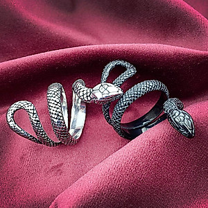 Womens Black Snake Rings Knuckle Cool Snake Ring Stainless Steel Jewelry For Teen Girls Size 6