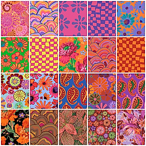 Hot - August 2024 Fat Eighth Bundle (20 Pieces) by Kaffe Fassett Collective for FreeSpirit (KFC.HOTAUG24.20FE)