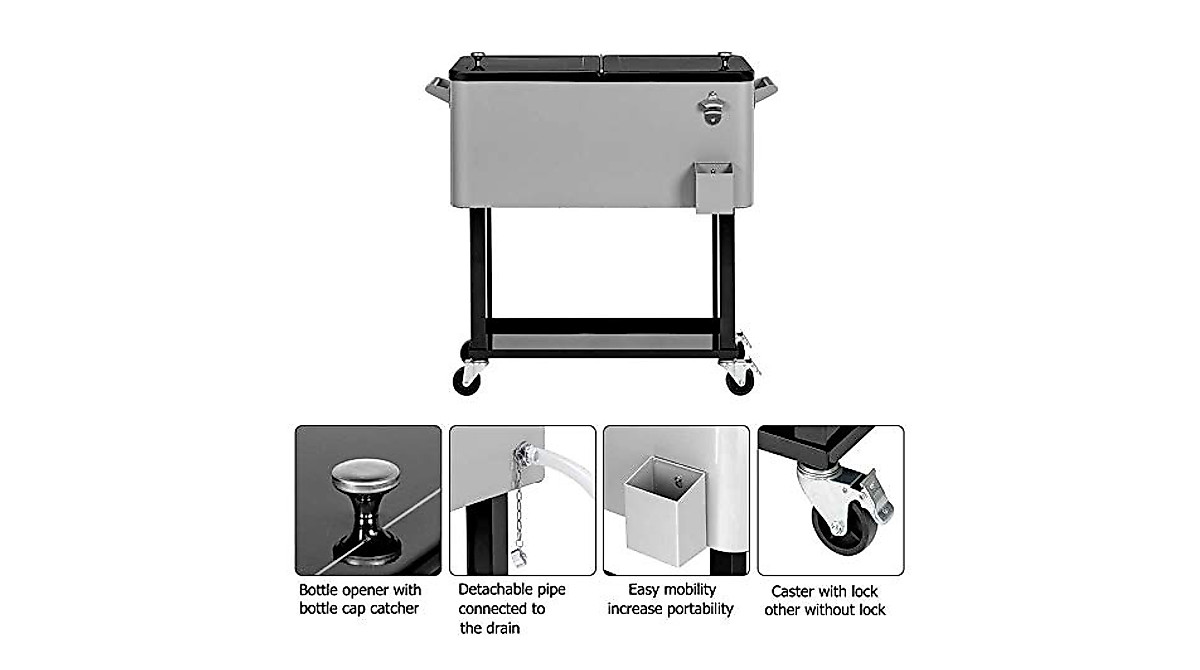 Portable 80QT Rolling Cooler with Wheels - SHAREWIN