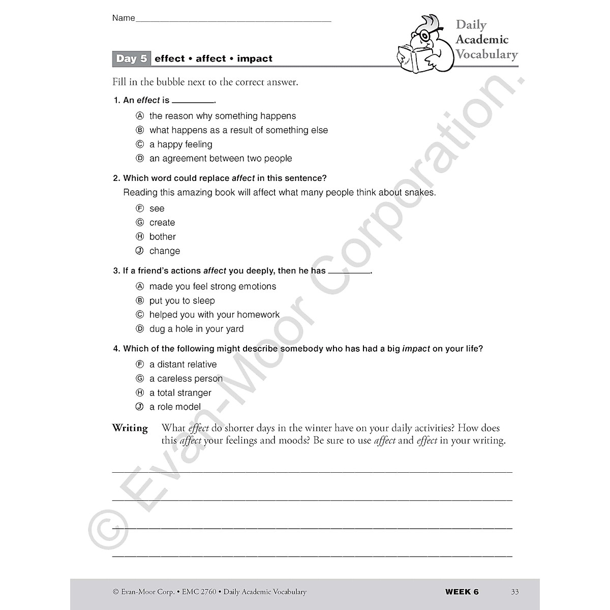 Daily Academic Vocabulary, Grade 4