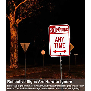 No Parking Anytime Sign with Arrows, No Parking Sign, 18 x 12 Inches Engineer Grade Reflective Sheeting Rust Free Aluminum, Weather Resistant, Waterproof, Durable Ink, Easy to Mount