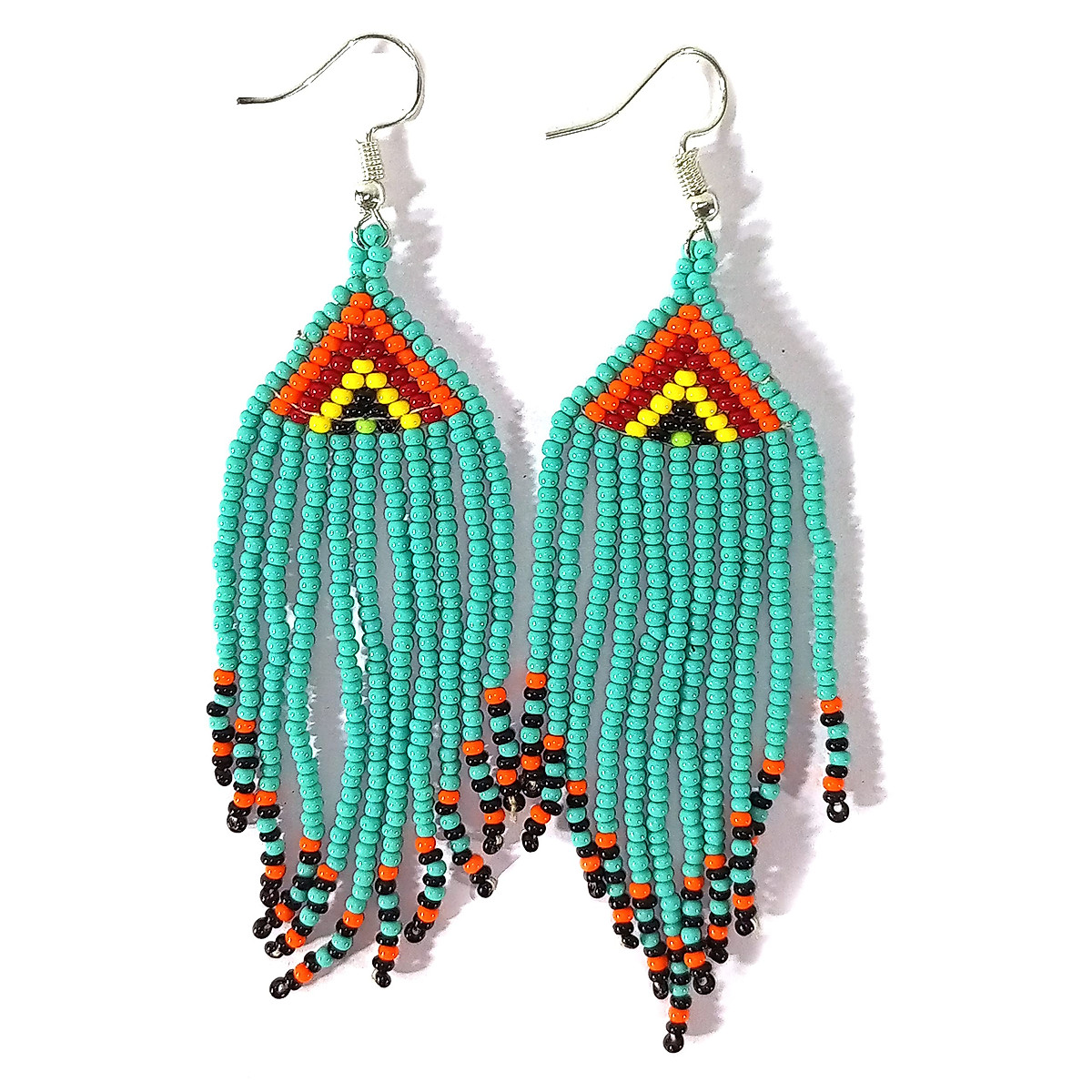 Weavish Native American Style beaded necklace for women Boho Statement Designer Jewelry Handmade Seed bead Long with earrings and Bracele (Turquoise)