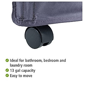 WENKO Corner Laundry Basket with Wheels Tresco, Collector, Laundry Basket with Wheels, Space Saving Narrow Laundry Hamper, Clothes Storage, 13.21 gallon/13" x 23.6" x 13", Gray