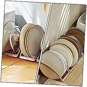 TIDTALEO 2Pcs Plate and Lid Holder cabinet dish organizer clear stand desktop organizer shelf Pot Lid Holders kitchen countertop organizer utensil drying holder Pot Cover Rack Pot Lid Rack