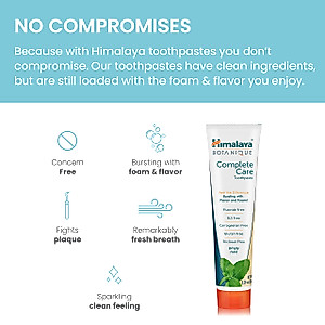 Himalaya Botanique Complete Care Toothpaste, Herbal, Mint Flavor, Fights Plaque, Freshens Breath, Fluoride Free, No Artificial Flavors, SLS Free, Cruelty Free, Foaming, 5.29 Oz, 1 Pack