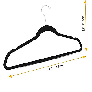Velvet Clothes Hangers, 10 Pack Black Clothes Hangers, Non-Slip Hangers for Suit, Dress, Top Space Saving Clothing Hangers Set for Closet, Wardrobe, 360° Swivel Hook, Ultra Slim, Summer