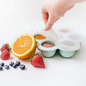 Simka Rose Baby Food Storage Containers - Freezer Safe Tray Silicone Baby Food Freezer Storage Tray Molds Breast Milk Freezer Tray - 2.5 Oz BPA Free with Clip-on Lid for homemade Purees & Breastmilk