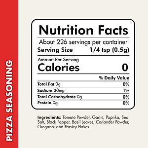 Flavor God Pizza Seasoning Mix Low Sodium, Kosher, Gluten & Dairy Free, Vegan Keto-Friendly Natural Healthy Spice Blend For Grilling Chicken Beef Seafood Vegetables, Salad, Tacos, Ravioli, Dips, Pasta