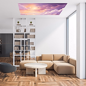 Outus 4 Pcs Fluorescent Light Cover Classroom Light Cover with 10 Magnets Light Filter Magnetic Ceiling Light Cover Panel 2 x 4 ft (23.62 x 47.24 in) Reduce Glare for Office School(Purple Cloud)