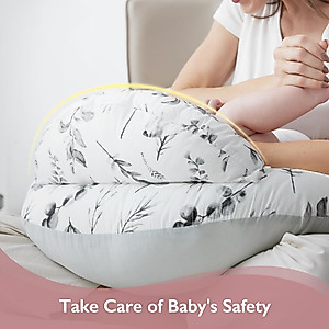 Momcozy Original Standard Size Nursing Pillow, Ergonomic Breastfeeding Pillows with Security Fence for Baby, Adjustable Waist Strap and Removable Cotton Cover, Ink Painting