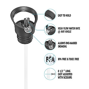 (Straw Lid x 2) Straw Lid for Insulated Water Bottles Compatible with Hydro Flask Standard. Replacement Sport Flip Top for 1.91 Double Walled Thermo Mug