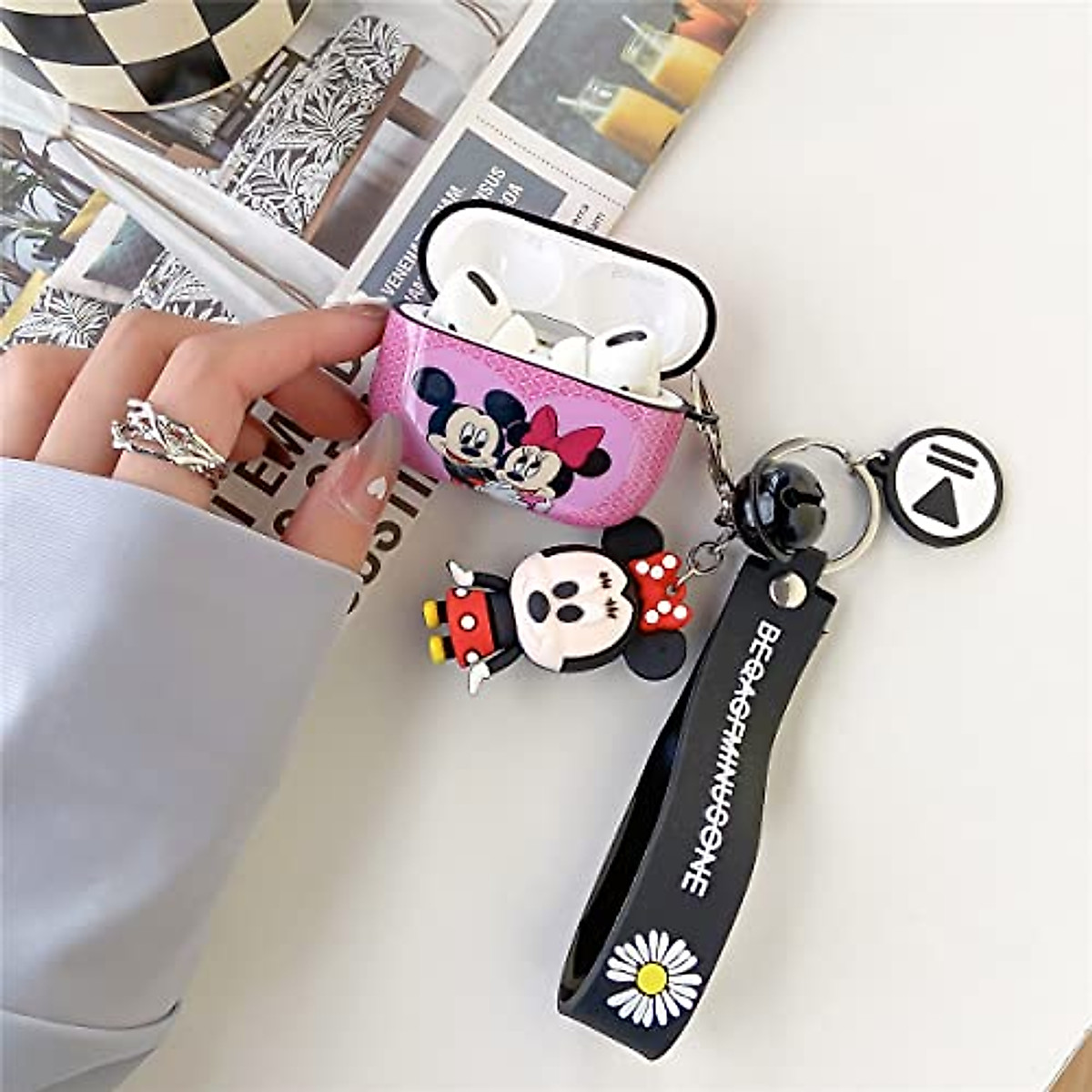 Cute Airpod pro Case, Airpod pro Personalise Custom, Airpod pro Case Cover with Keychain/Lanyard Protective Hard Case Skin Portable Shockproof Cover for Women Girls Wireless Airpod pro Case (Minnie)