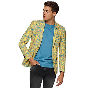 OppoSuits Men's Tall Size Retro-80 Electric Yellow, 80's Animal, 42