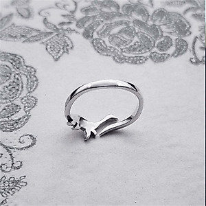 Sterling Silver Cute Dinosaur Ring Sets Silver Band Ring Stackable Finger Rings Sliver Rings Adjustable Minimalist Rings Tiny Dragon Rings for Women Men Jewelry Gifts Toddler Ring (silver, One Size)