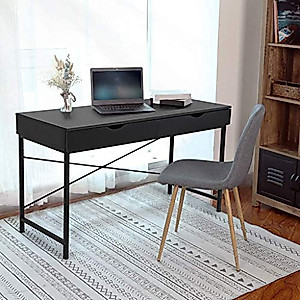 Home Computer Desk for Small Space Office Desk Corner Computer Desk Small Computer Desk with Drawer & Storage Shelves Computer Desk Computer Workstation Bedroom Laptop Desk Students Writing Desk Black