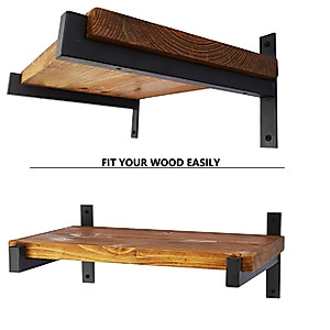 6 Pcs Heavy Duty Shelf Brackets 12 Inch Wall Mounted Industrial Metal Shelving Supports with Lip