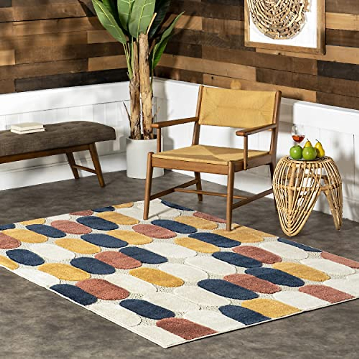 nuLOOM Randi Modern Geometric Indoor/Outoodr Area Rug, 5' 3" x 7' 7", Beige