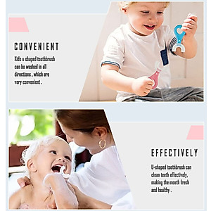 Fiecco Kids U Shaped Toothbrush 2 Pack U Shaped Toothbrush Kids 360 U-Shaped Tooth Brush with Soft Silicone Brush Head Whole Mouth Toothbrush for Baby, Toddlers and Children Ages 1-6 Years