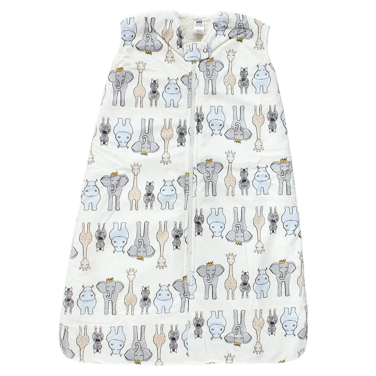 Hudson Baby Unisex Baby Mink with Sherpa Inner Sleeping Bag, Sack, Blanket, Royal Safari, 18-24 Months