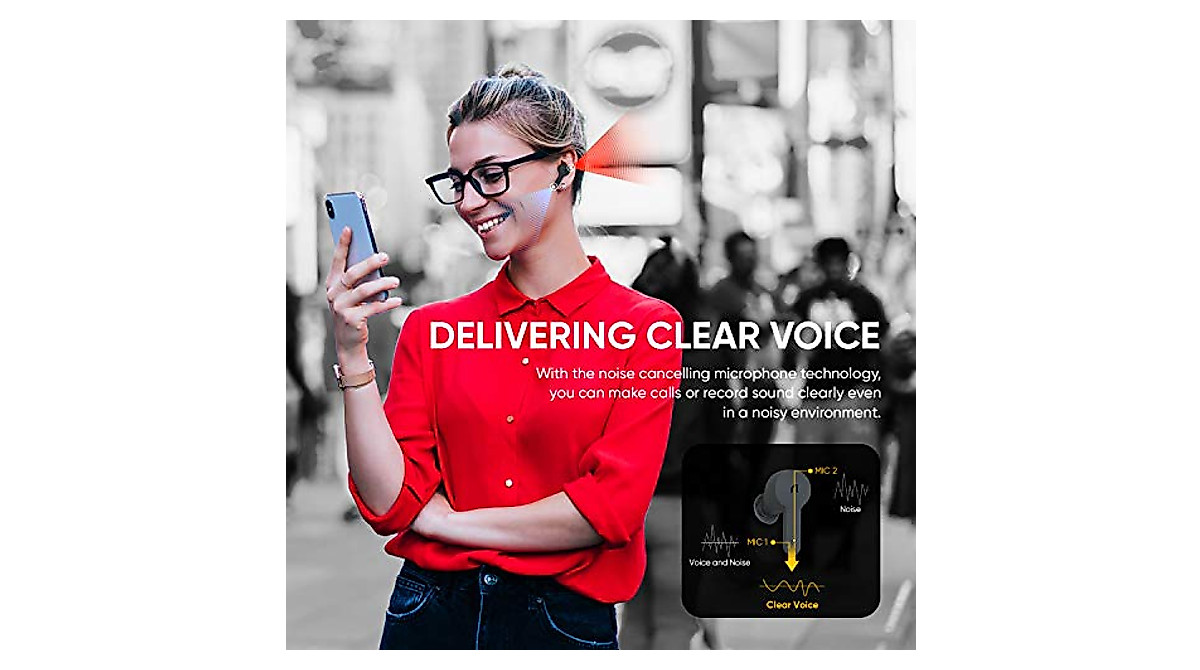 ABKO EC10 ANC Wireless Earbuds - Clear Sound, Mic, USB-C