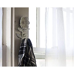 Foreside Home & Garden White Rustic Antique Flower Decorative Metal Wall Hook