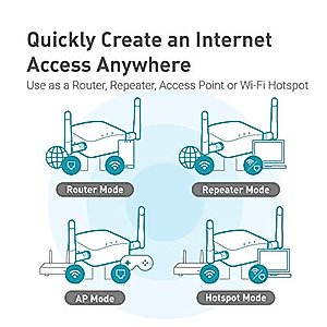 GL.iNet GL-AR300M16-Ext Portable Mini Travel Wireless Pocket Router - WiFi Router/Access Point/Extender/WDS | OpenWrt | 2 x Ethernet Ports | OpenVPN/Wireguard VPN | USB 2.0 Port