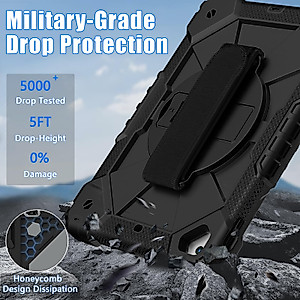 Nitupai Case for iPad 6th Generation Cases iPad 5th Generation Case iPad Pro 9.7 Case,Hybrid Shockproof Rugged Case Cover with 360°Rotatable Hand/Shoulder Strap & Stand for iPad Air 2 Case Black Blue