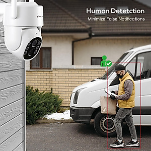 Kittyhok PTZ Wireless Security Camera System | 4pcs Dual Lens 2K Security Camera Wireless Outdoor with 10X Zoom, WiFi6 2.4G/5G, Auto Tracking, Human Detection, Spotlight | 10CH NVR with 500GB HDD