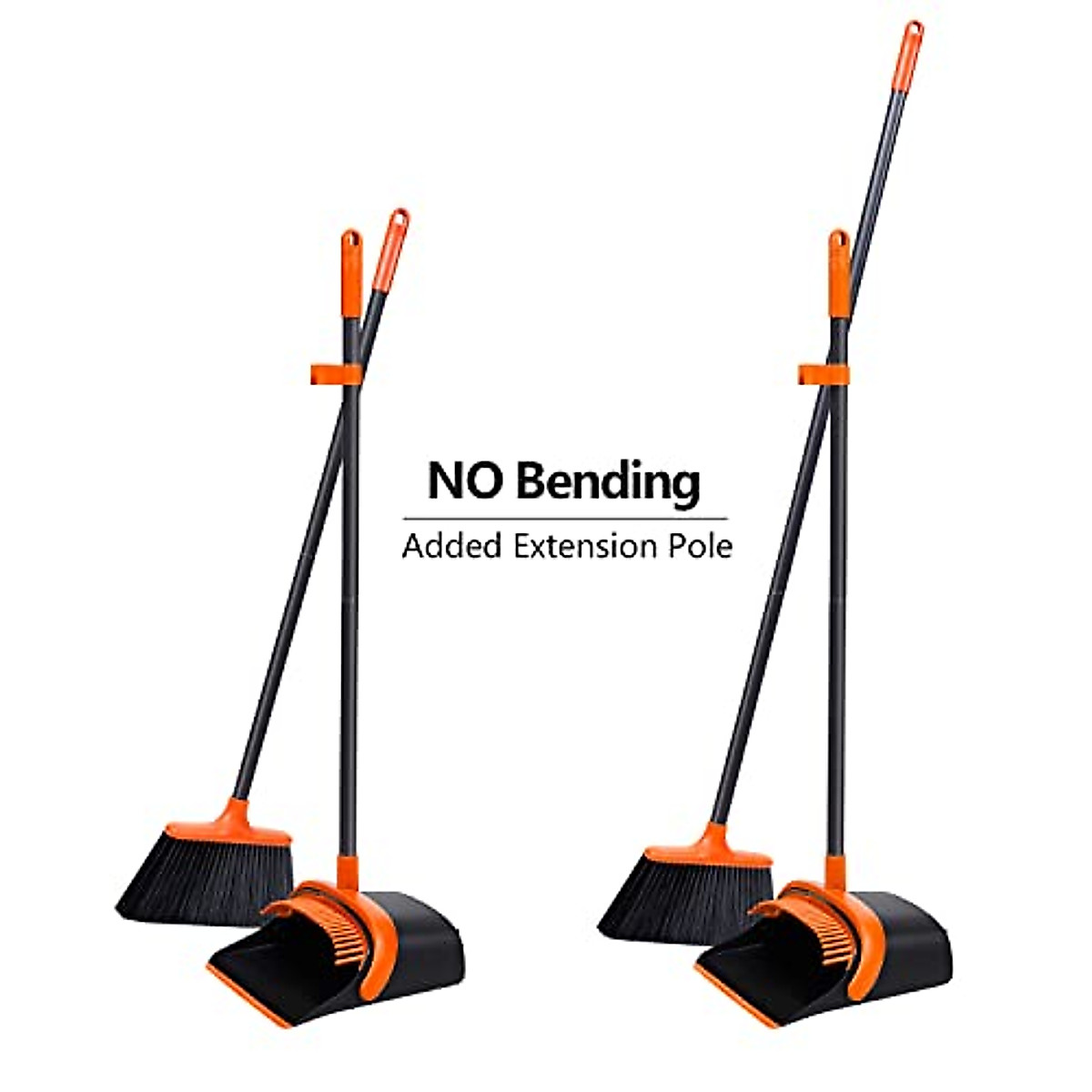 Broom and Dustpan Set, Broom and Dustpan Set for Home, Dustpan with 52" Long Handle Broom Combo Set, Standing Dustpan and Broom Set for Home Kitchen Room Office Lobby Floor Cleaning