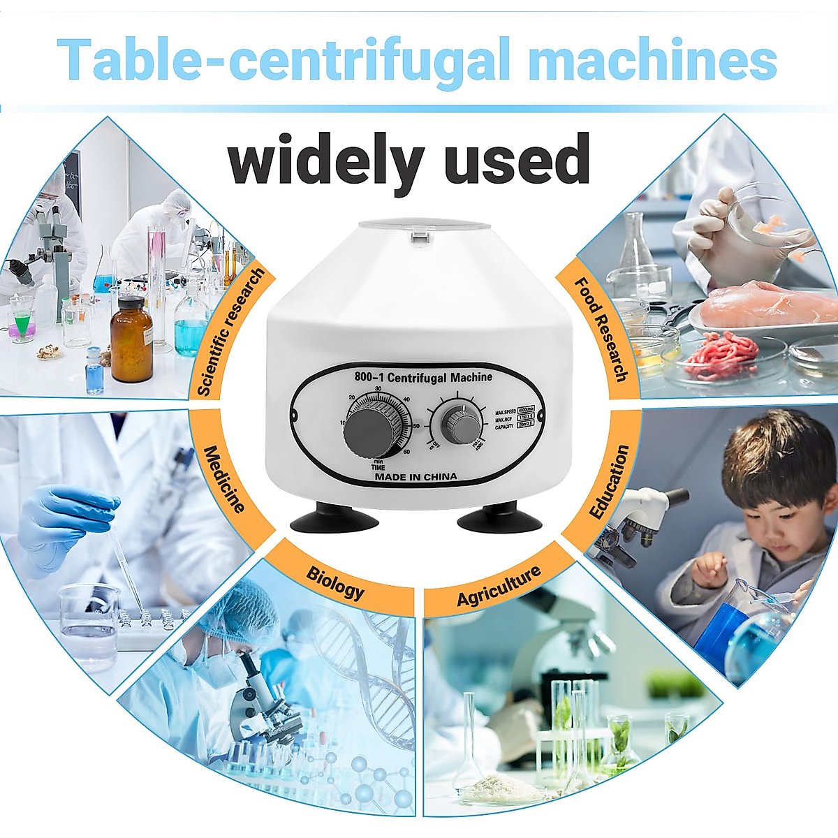 Centrifuge Machine, Lab Benchtop Centrifuges, Desktop Electric Lab Laboratory Centrifuge Machine Lab Medical Practice w/Timer and Speed Control - Low Speed,4000 RPM, Capacity 20 ML x 6-110v