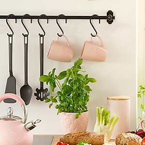 Dapute 4.5 Inch S Hooks for Hanging, 10 Pack Heavy Duty S Hooks Non Slip Closet Hooks, Large S Hook Hanger for Hanging Jeans, Clothes, Purse, Bags, Pan, Cups, Tools (Black)