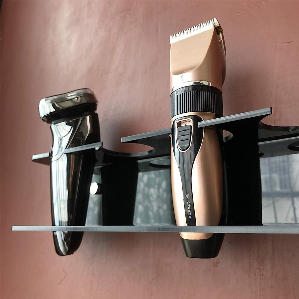 Pearlead Wall Mounted 4-Slot Hair Clipper Holder Shaver Storage Rack Hair Trimmer Holder Beard Trimmer Organizer For Home, Hotel, Salon Decoration