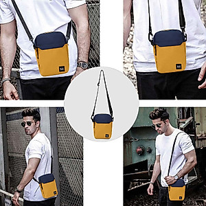 SEAFEW Yellow Crossbody Bag Small Shoulder Bag for Men Travel Wallet Passport Holder with Headphone Position, Mini Satchel for Daily Use
