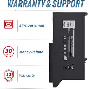 JGTM DJ1J0 42Wh Laptop Battery for Dell Latitude 7000 Series 12 13 14 7290 7280 7380 7390 7490 7480 E7280 E7290 E7380 E7390 E7480 DJ1JO C27RW PGFX4 ONFOH 451-BBZL Replacement Li-ion Battery 11.4V
