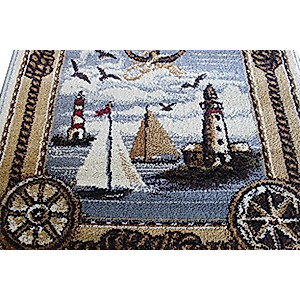 Masada Rugs Nature Area Rug Mat Nautical Scene (2 Feet X 3 Feet 2 Inch) Mat