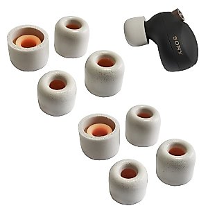 Luckvan Memory Foam Eartips for Sony WF-1000XM4/1000XM5 Replacement Earbuds Tips Sony WF-C500/LinkBuds S/1000XM3 WF-XB700 WI-1000X fit Charging Case 4 Pairs Gray Small
