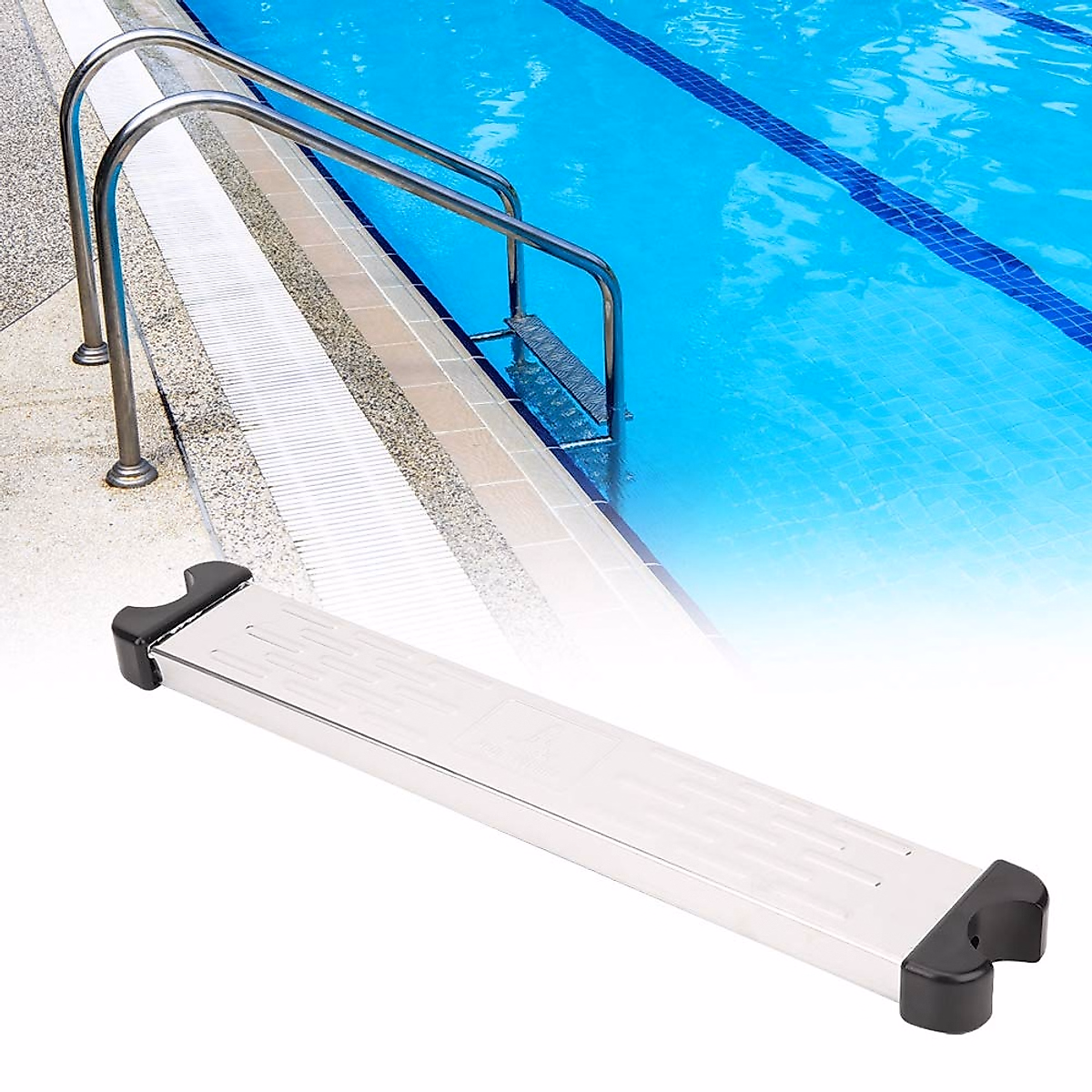 Restokki Swimming Pool Ladder Pedal, Stainless Steel & ABS, Anti-Slip, Silver