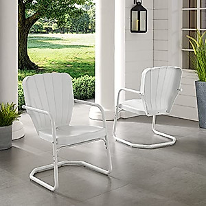 Crosley Furniture CO1031-WH Ridgeland Retro Metal Chair, White Gloss, Set of 2