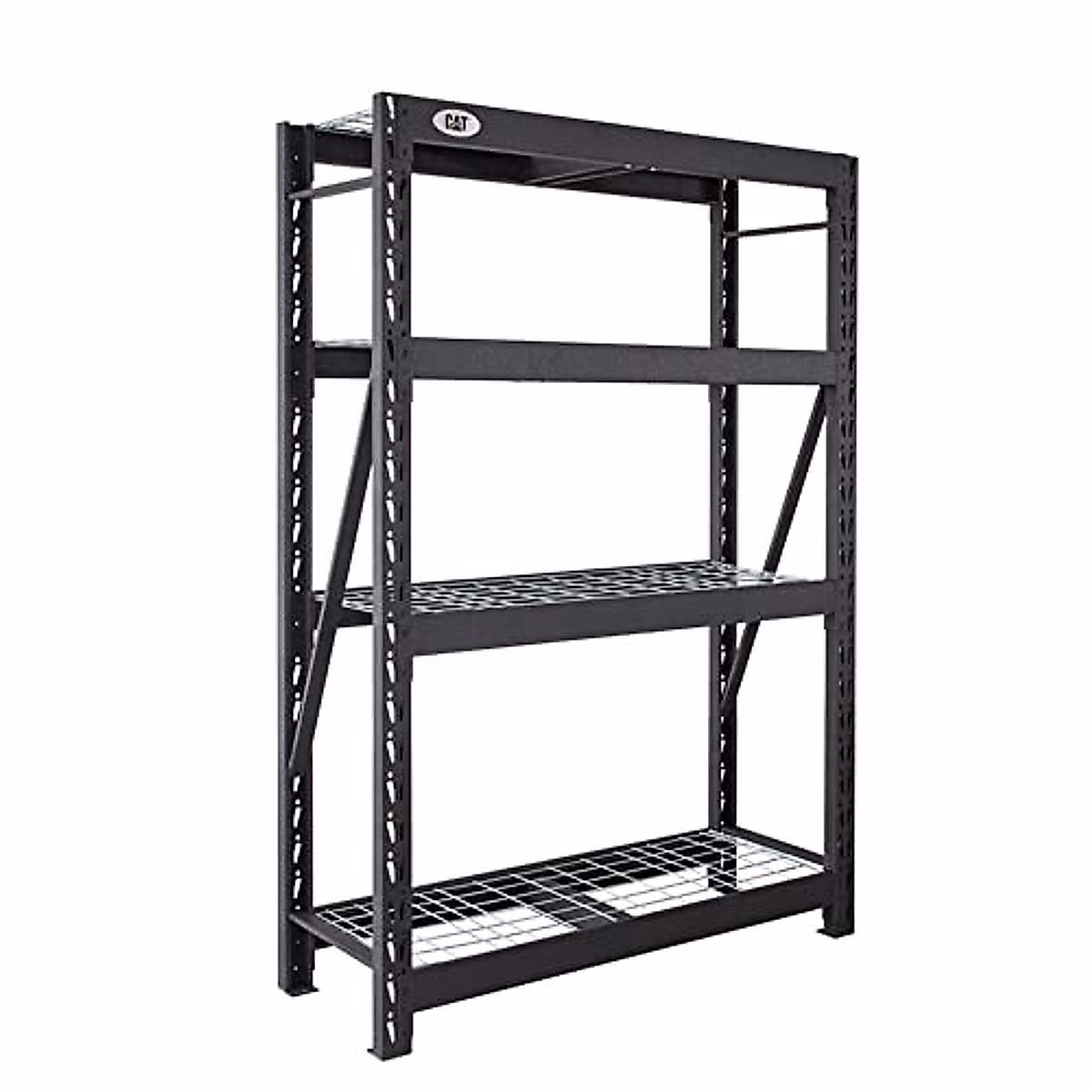 Cat 72 Inch x 48 Inch Industrial Heavy Duty 4 Tier Adjustable Steel Shelving Unit with Hammer Granite Finish, and 2000 Pound Weight Limit, Black