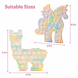 WHATOOK Glow in The Dark Fidget PoP Toy Unicorn and Llama for Girls:Fluorescent Bubble Sensory Stress Anxiety Restless Reliever Decompression Squeeze Toy for Stressed, Fidgety and Autism,ASD, Autistic
