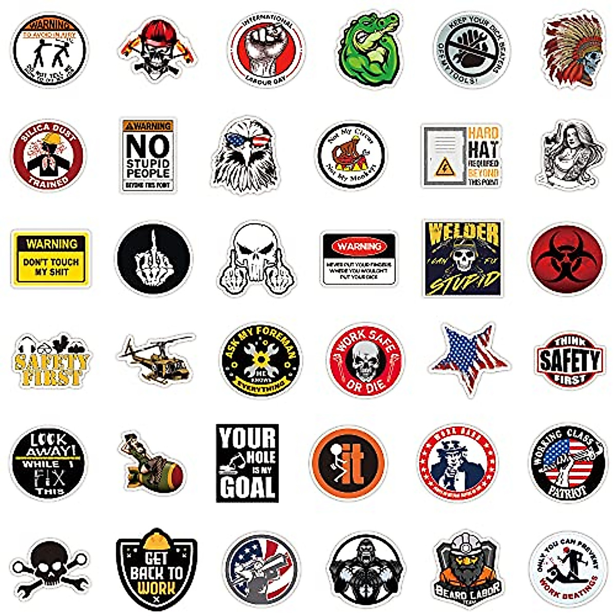 Hard Hat Stickers, 155 Pcs Funny Sticker Decals for Tool Box Helmet Hood Hardhat, Gifts for Teens Adult Essential Worker Welder Construction Union Military Oilfield Electrician