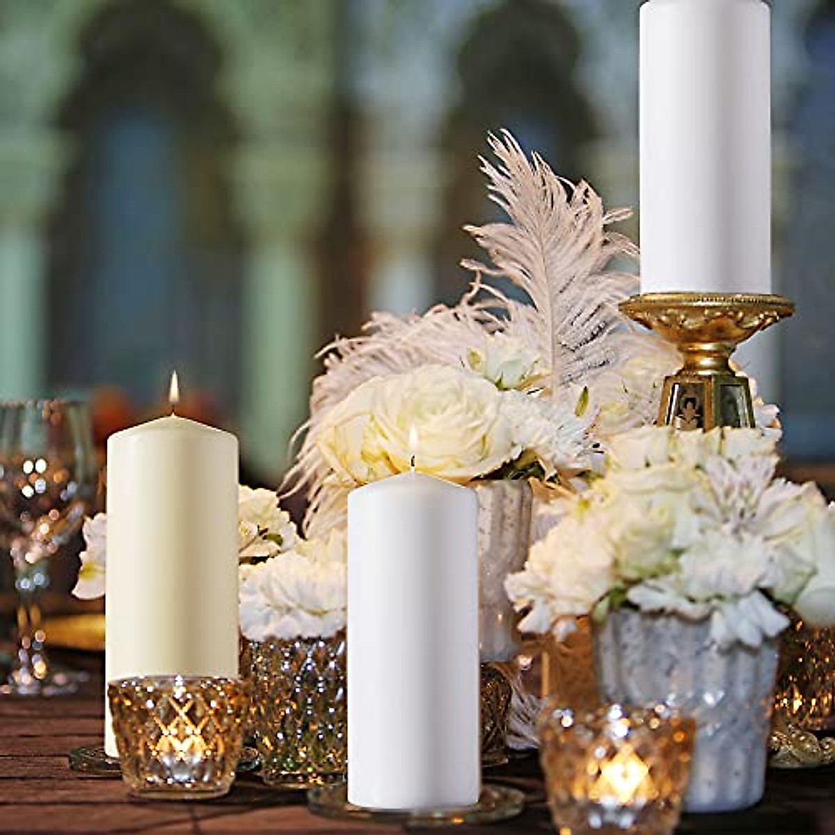 SPAAS White Pillar Candles - 20 Pack | 1.5x4 Inch Bulk Pillar Candles, Dripless Dinner Candles | Unscented Pillar Candles for Home Décor, Memorial, Vigil, Parties, Wedding, Decorative Lantern