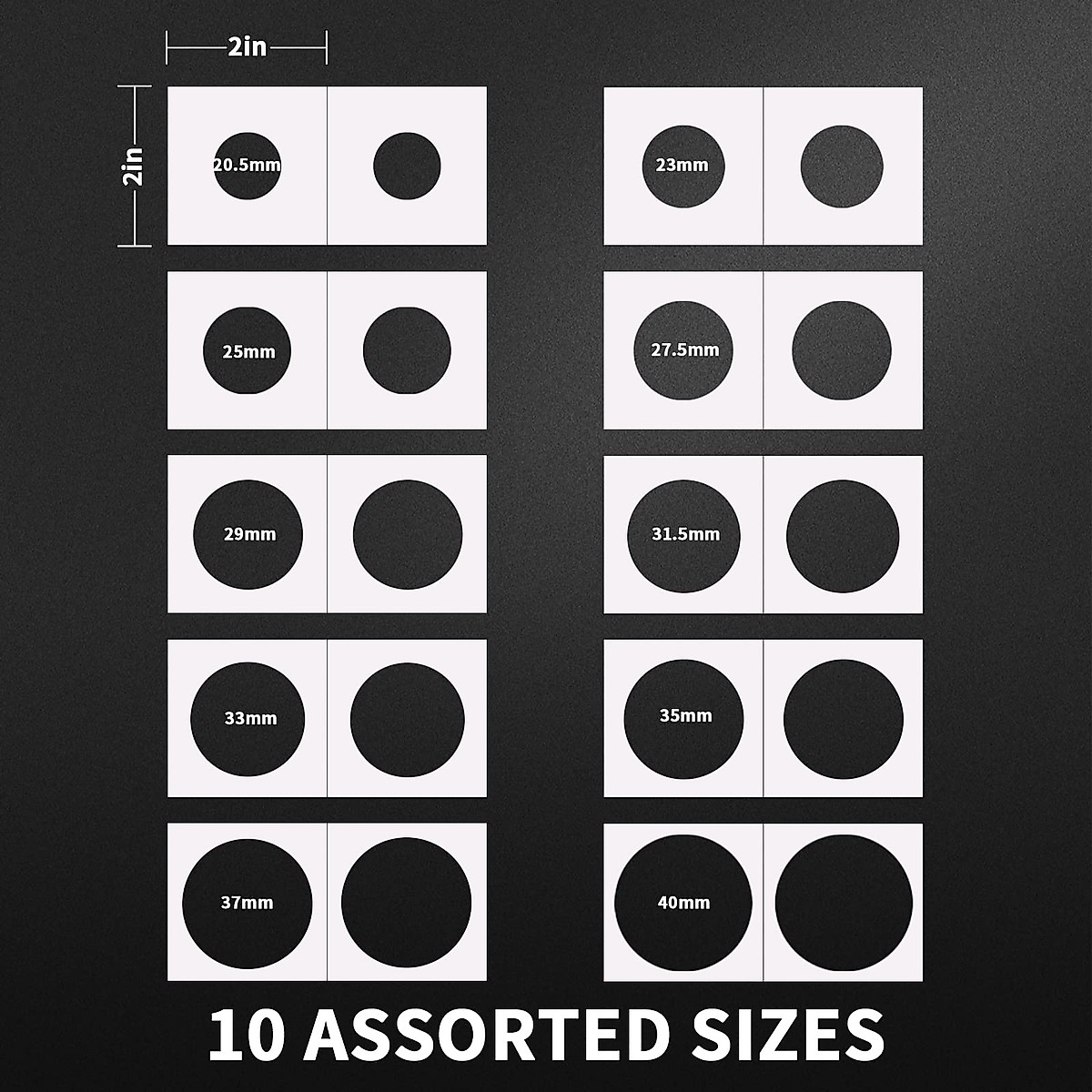 500 Cardboard Coin Holder for Collectors with 25 Sheets Coin Pocket Pages, 500 Pockets Coin Collecting Book Sleeves Protectors Storage and 10 Size 2" x 2" Currency Holders for Coin Collection Supplies