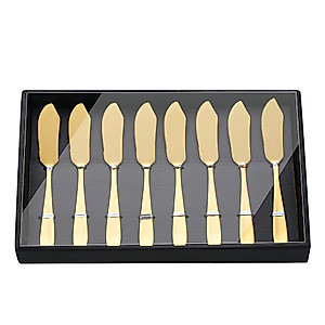 Buyer Star Butter Knives, 18/10 Stainless Steel 6.10 Inch Gold Cheese Spreader Knives Set in Black Gift Box, Dishwasher Safe, Set of 8